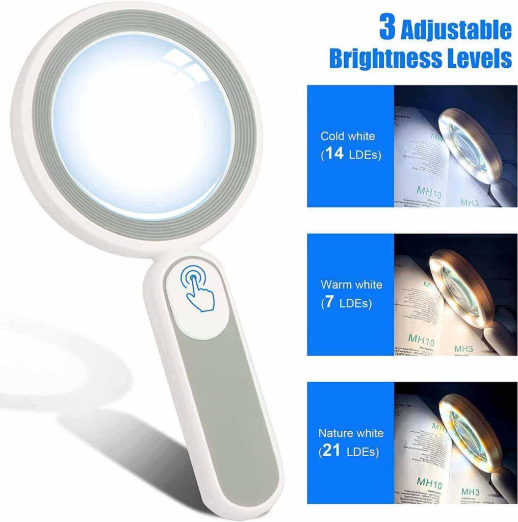 Large Handheld Magnifying Glass With Light